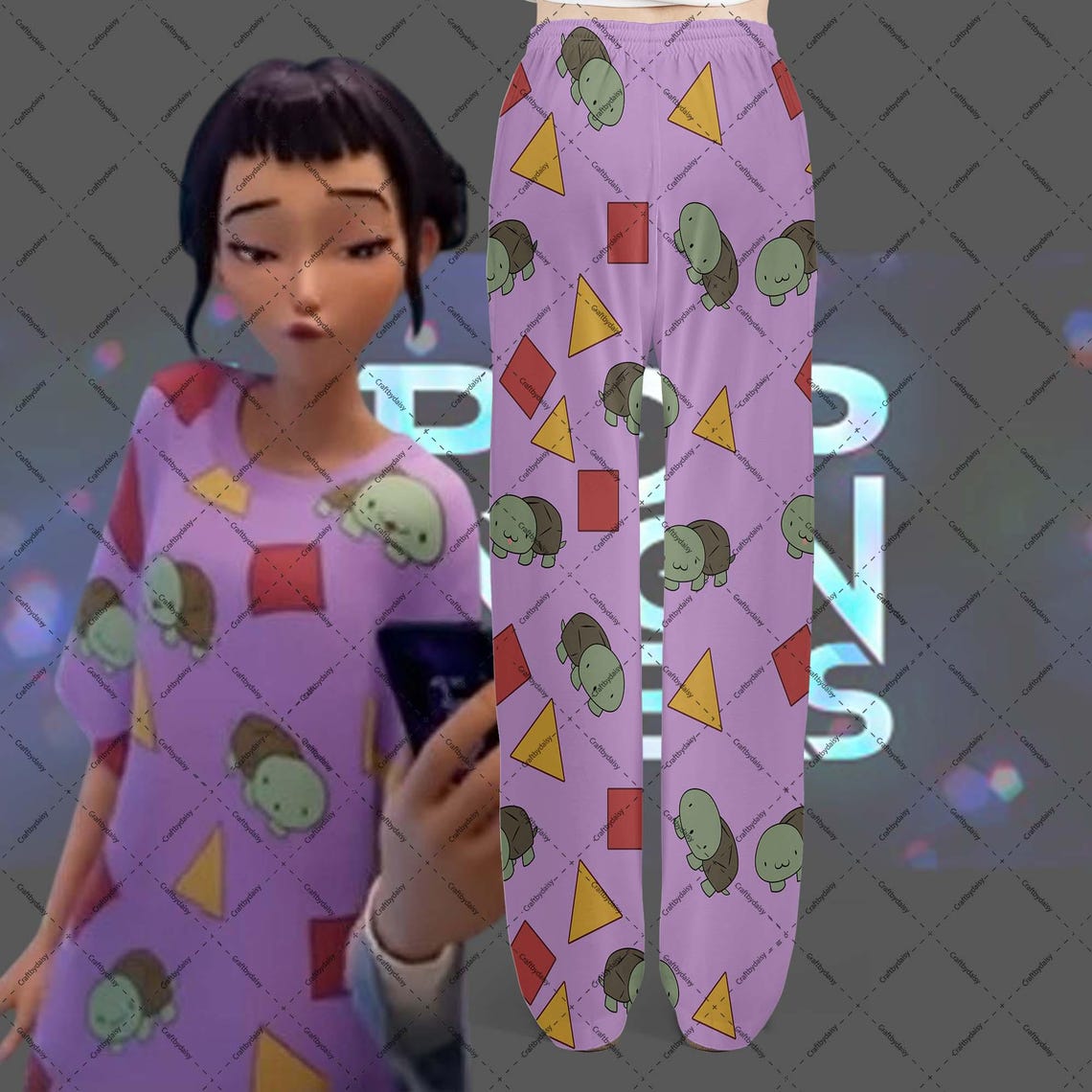 K-pop Demon Hunters Zoey Pajama Pants, Zoey Turtle Pjs Pants, Rumi Jinu ...