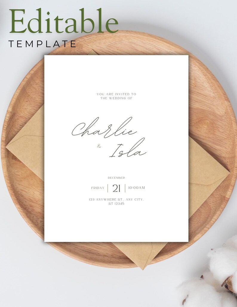 Wedding Invitation (EDITABLE TEMPLATE) - Etsy