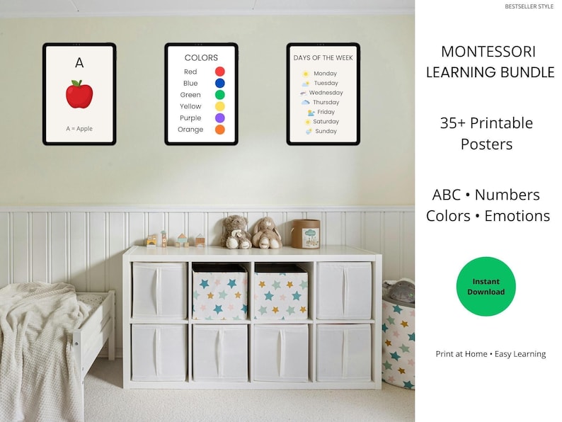 Montessori Learning Bundle – ABC, Numbers, Colors, Emotions Posters ...