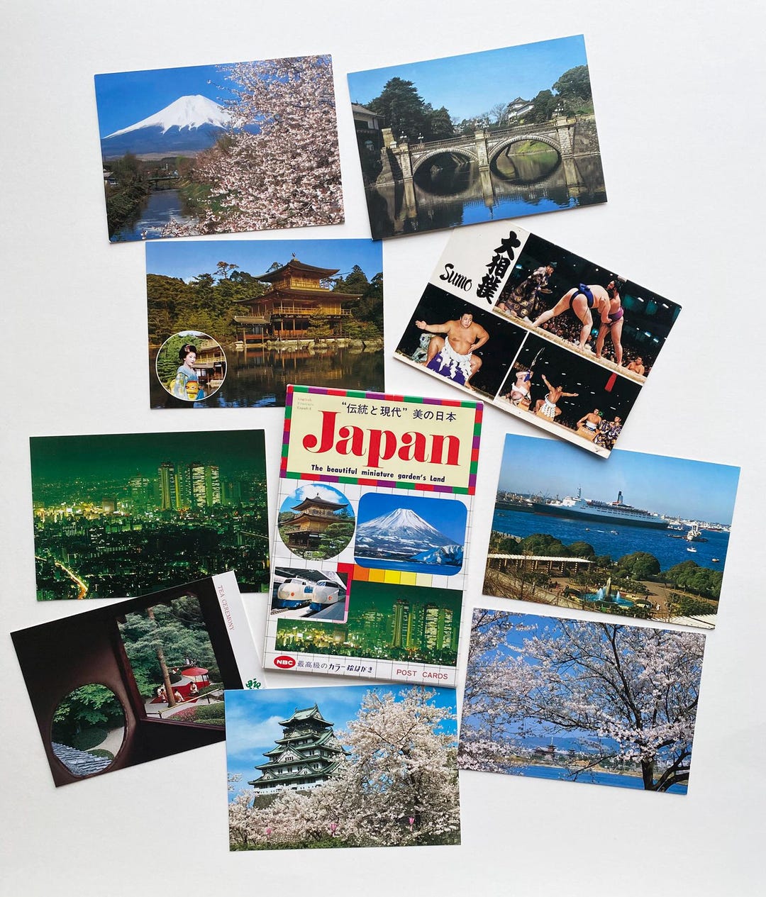 Japan Vintage Postcards- 9 Postcards in Folding Cardboard Case- 1980's ...