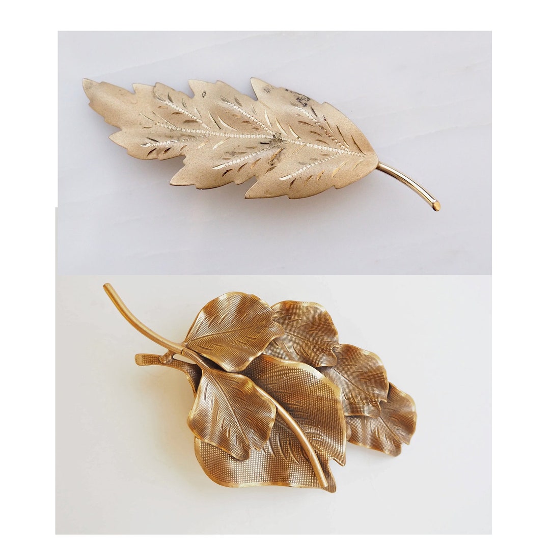 Vintage Leaf Brooch Set Lot of Two Pieces- Goldfilled Leaf Brooch Pin ...