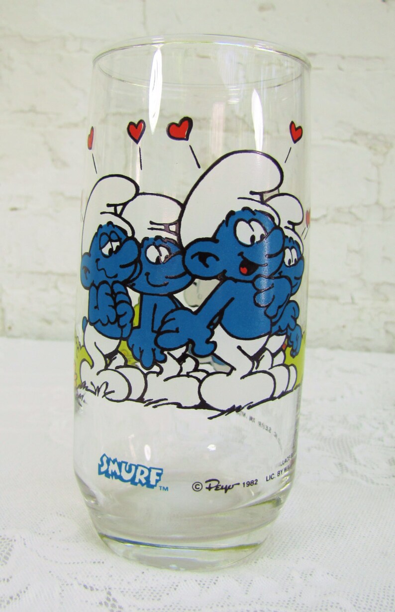 Vintage Smurf Tumbler Glass Smurfette Drinking Glass 1982 Etsy