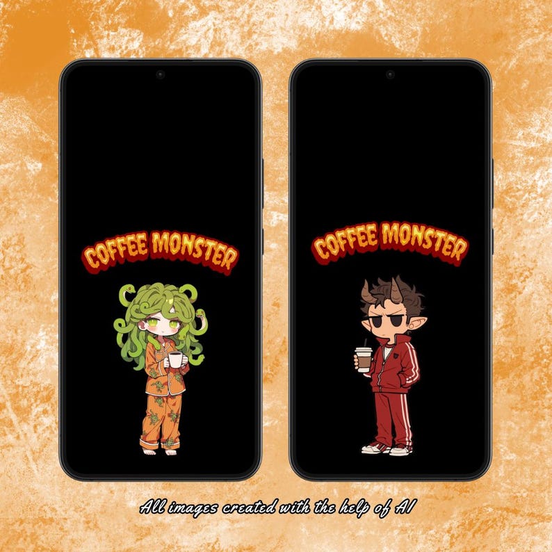 Coffee Monster Phone Wallpapers for iPhone Android, Cozy Monster ...