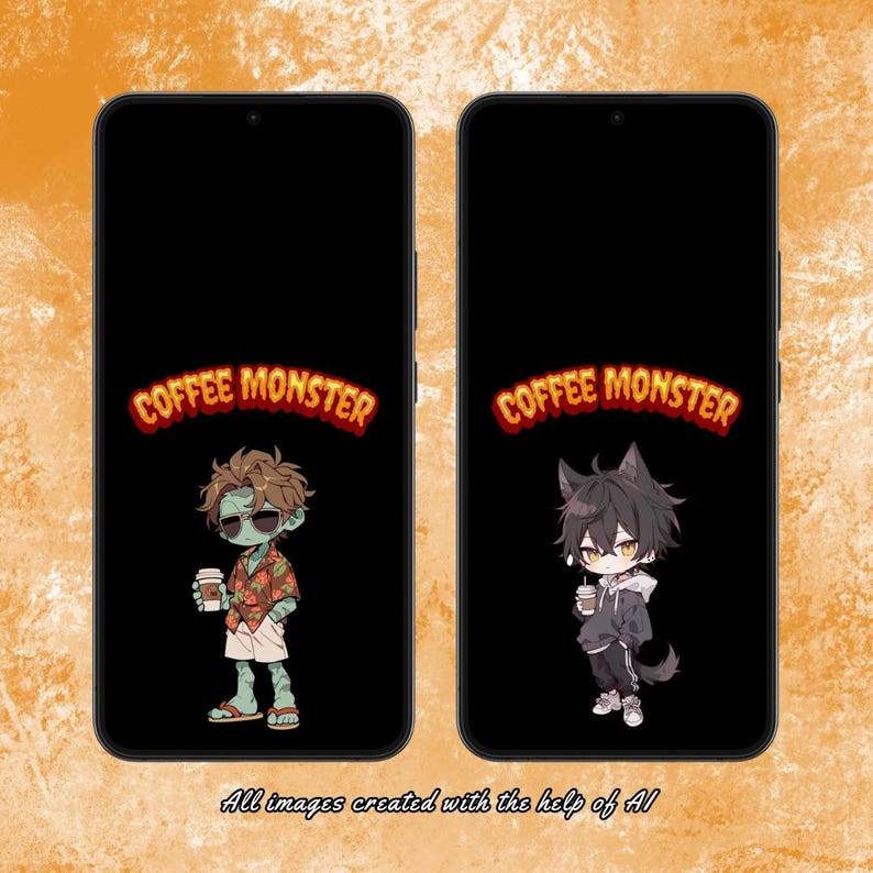 Coffee Monster Phone Wallpapers for iPhone Android, Cozy Monster ...
