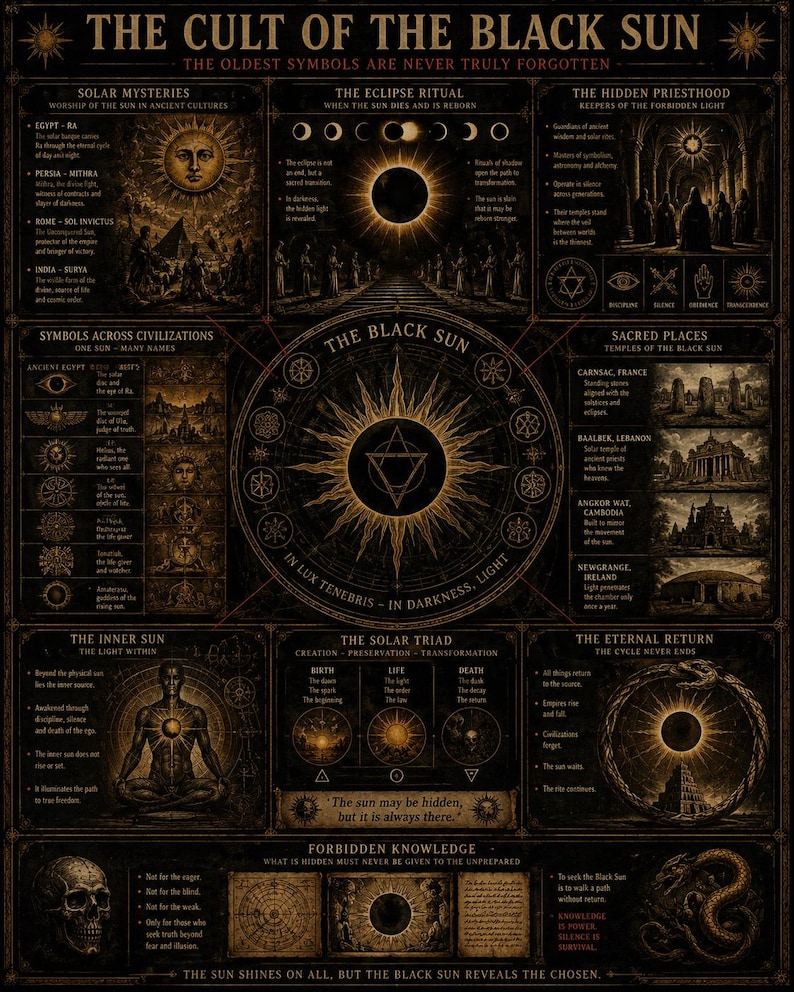 Cult of the Black Sun Poster | Occult Dark Academia Wall Art (digital ...