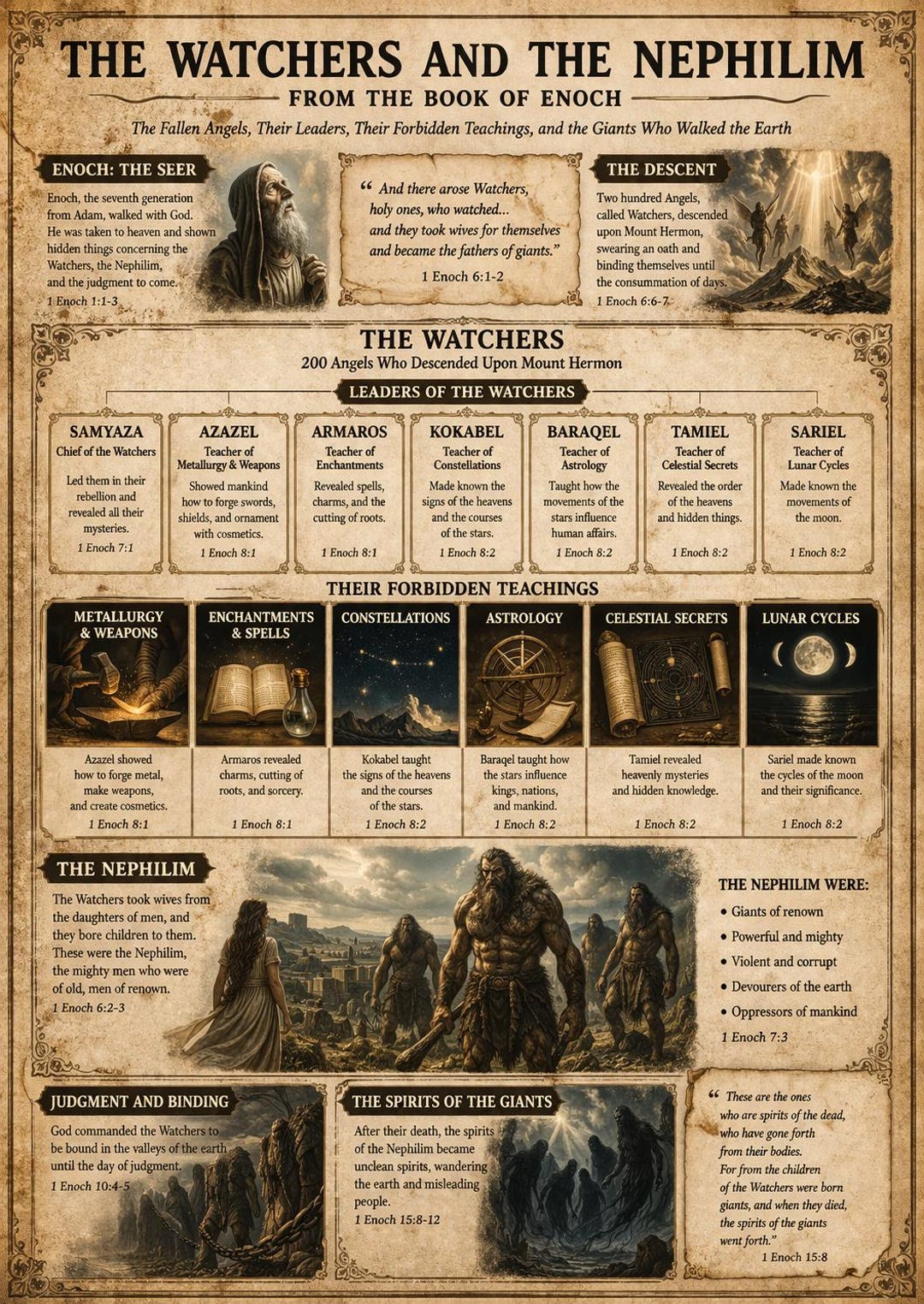 Book of Enoch Watchers Nephilim Chart – Fallen Angels Scripture Wall ...