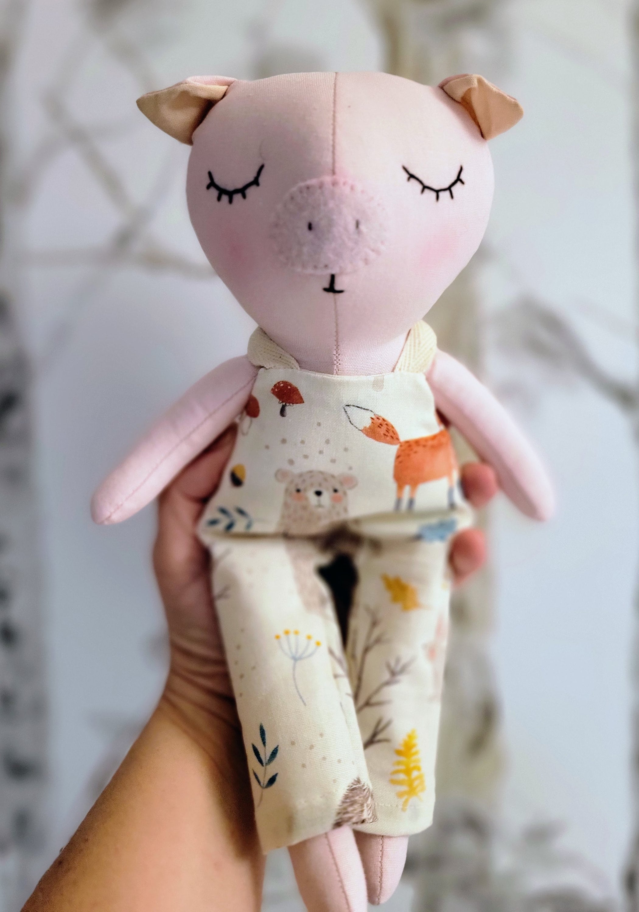 Cloth Animal Doll, Pig Rag Doll, Fabric Doll Piglet, Heirloom Doll Pig ...