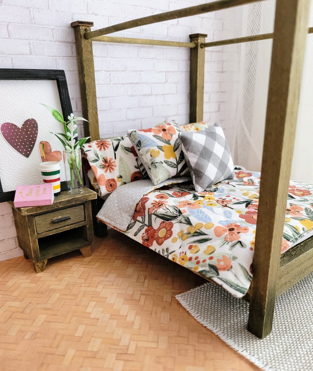 Miniature 1:12 Scale Bedding, Double Bed Linen, Miniature Duvet and ...