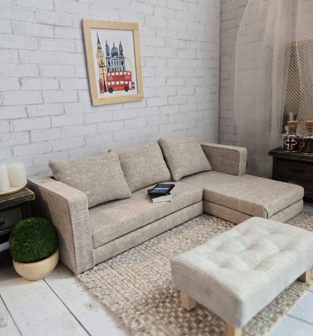 Miniature 1:12 Sofa, Mini Couch, Miniature Dollhouse Livingroom ...