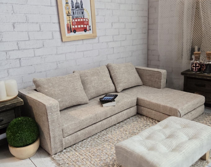 Miniature 1:12 Sofa, Mini Couch, Miniature Dollhouse Livingroom ...
