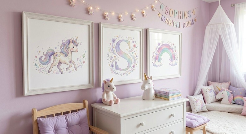 Rainbow Nursery Wall Art, Baby Girl Nursery Art, Watercolor Rainbow ...