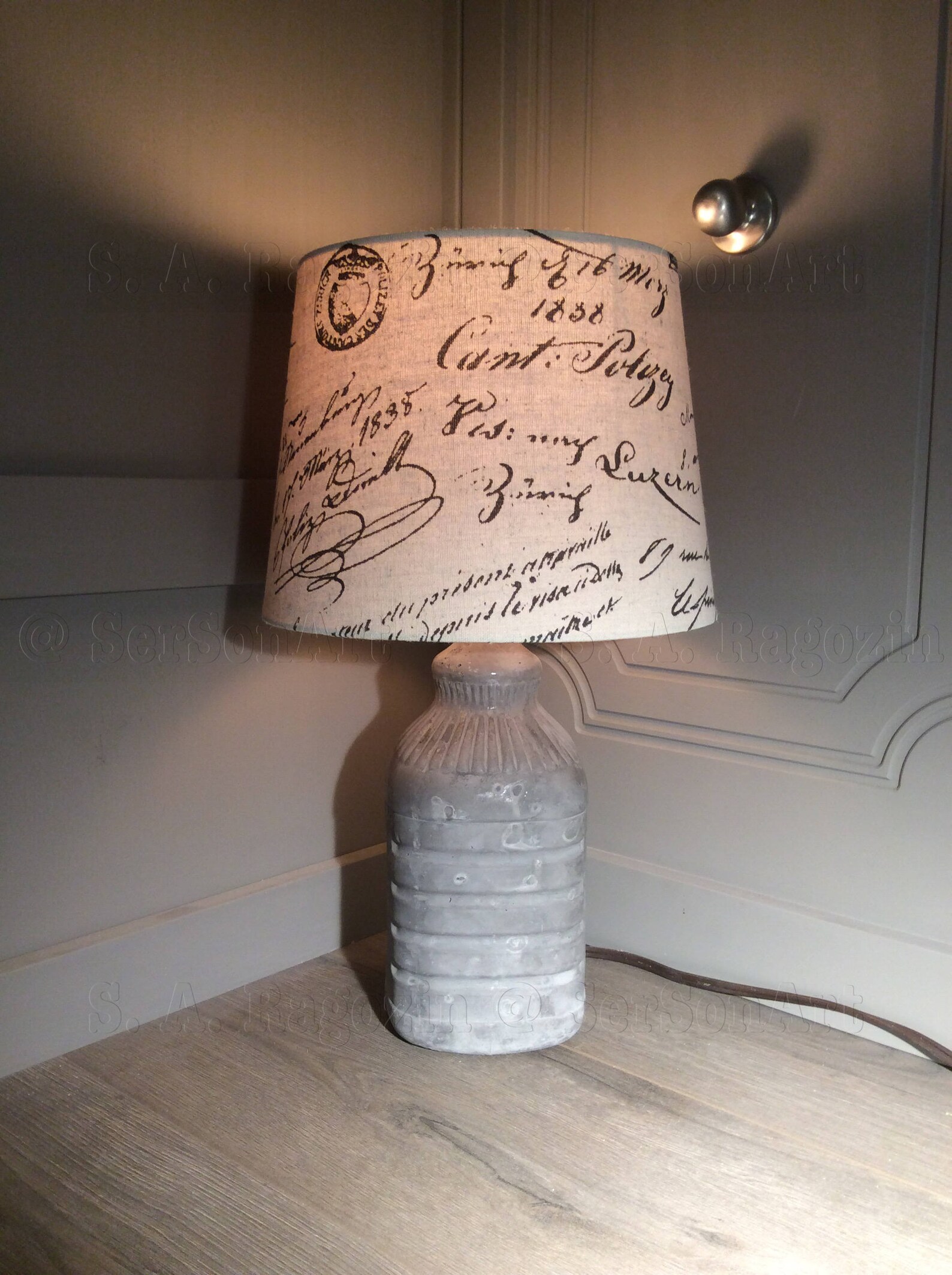 Concrete Table Lamp, Light Black Colour Cesar Lamp. Shade is Not ...