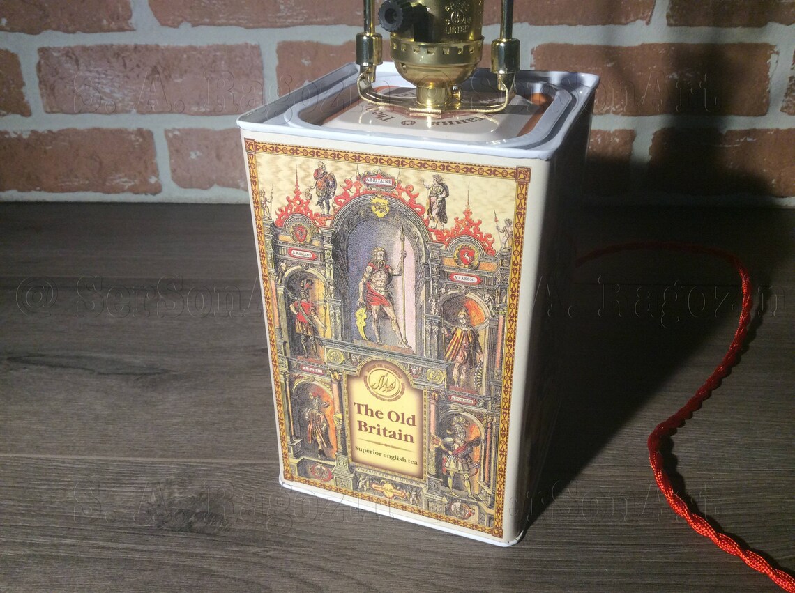 Tea Box Lamp Metal Table Lamp Russian Tea Box From English - Etsy