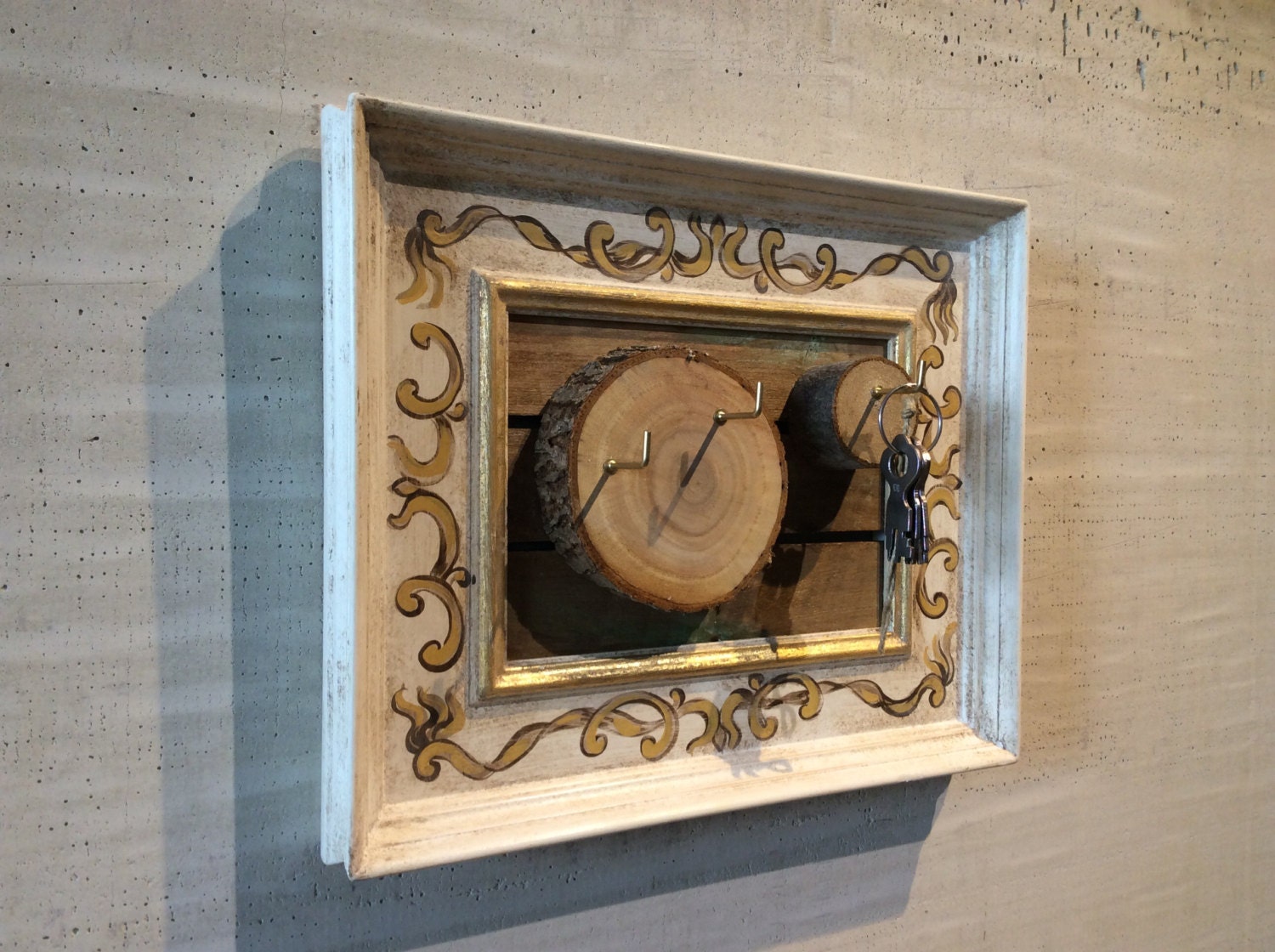 White Key Hanger With Sliced Wood Stumps Wedding Gift - Etsy