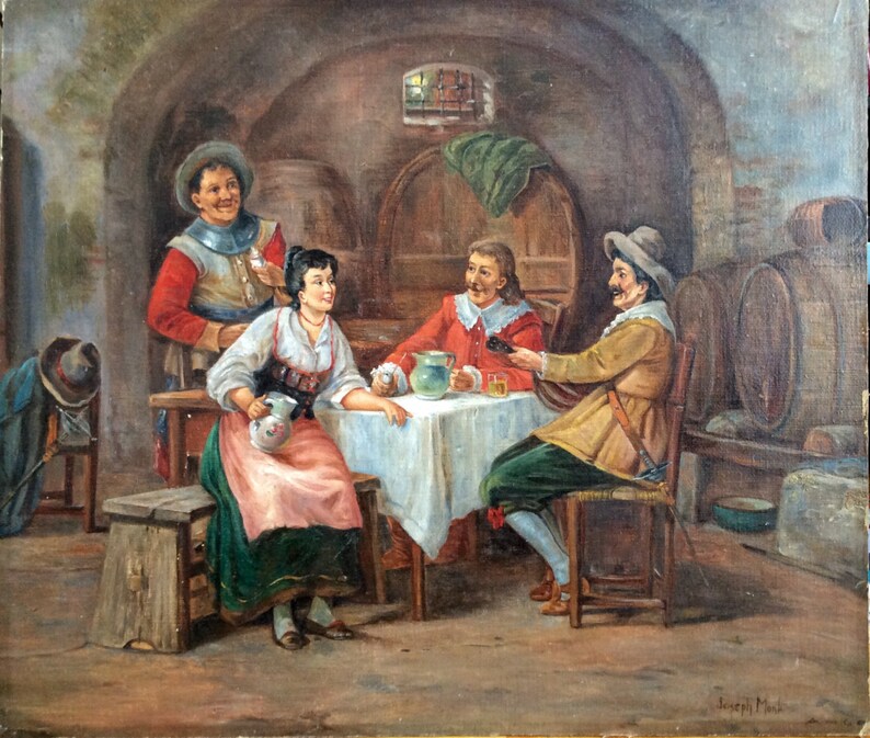 Oil Historical Painting Tavern Scene Dutch Masters Original Painting by ...