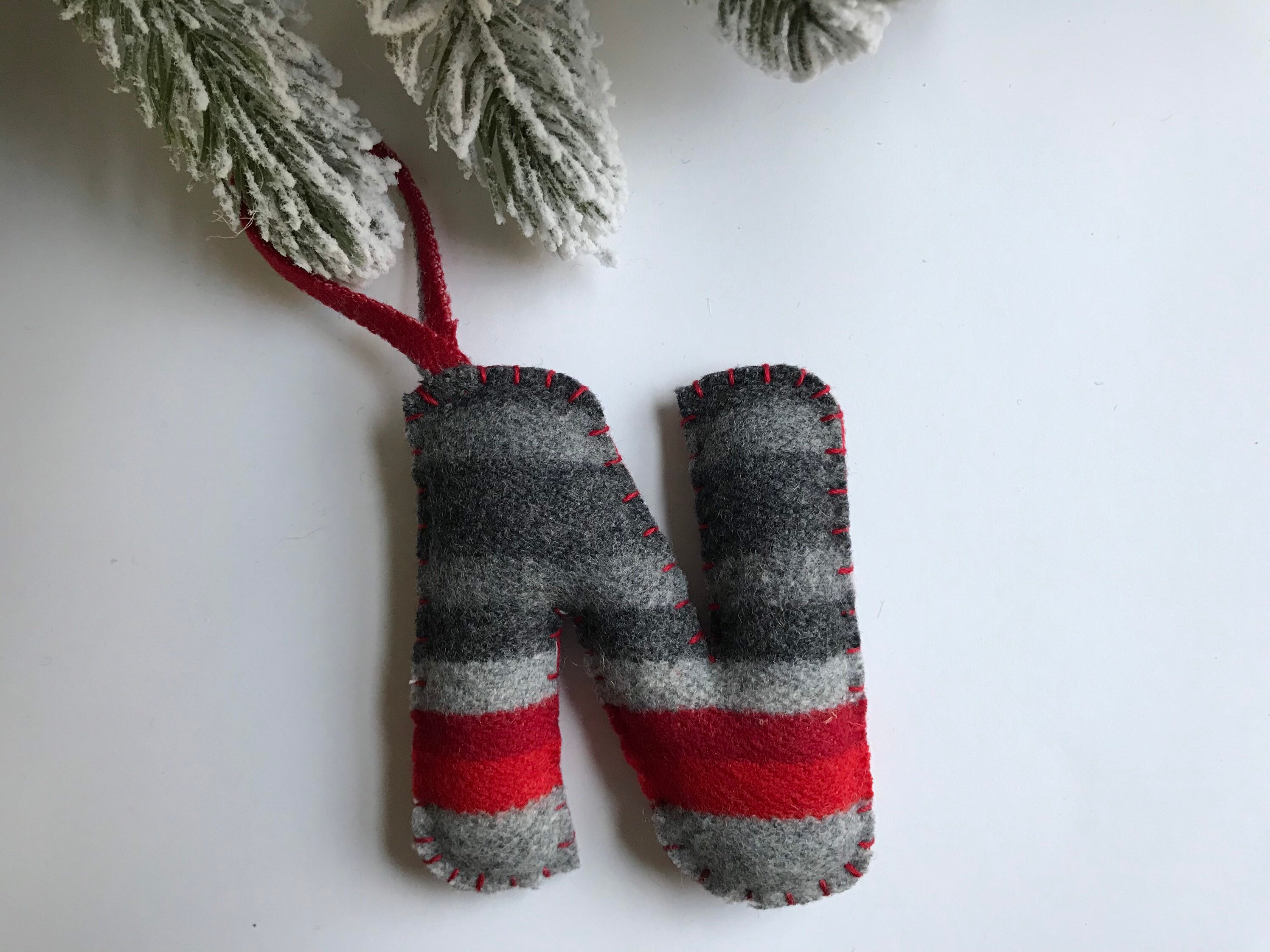 Custom Monogram Ornament, With Pendleton Wool, Handmade Ornament, Wool ...