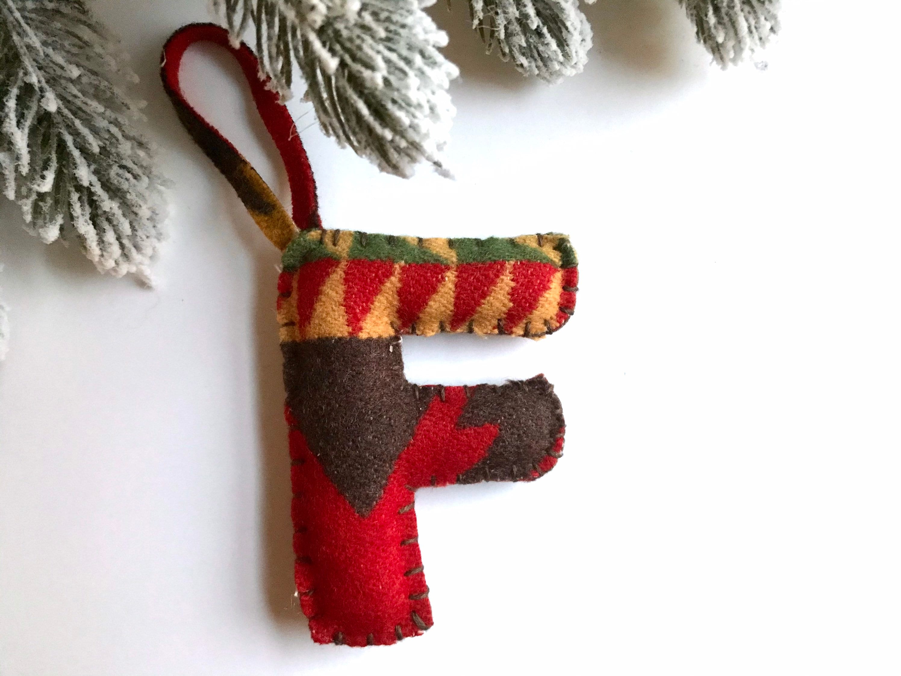 Custom Monogram Ornament, With Pendleton Wool, Handmade Ornament, Wool ...