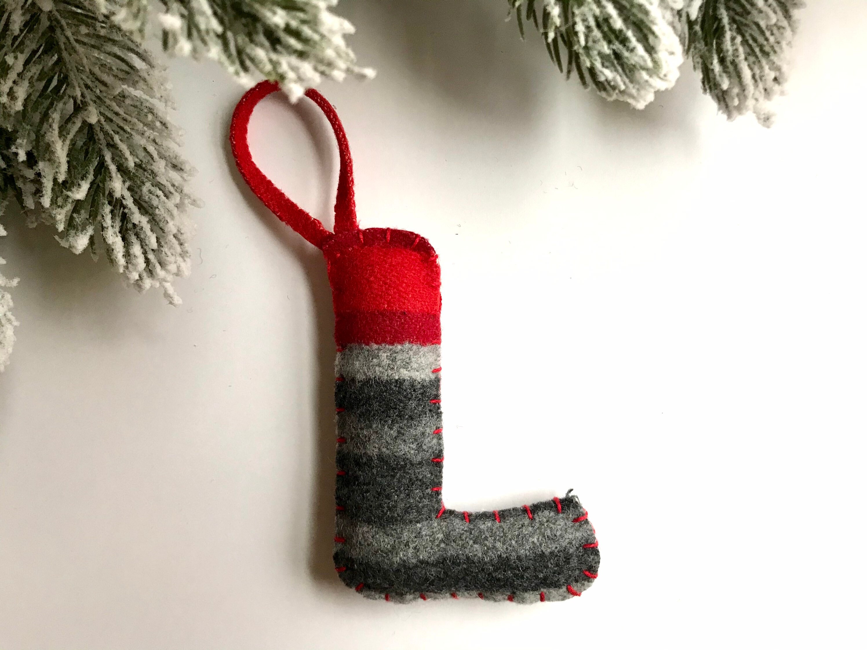 Custom Monogram Ornament, With Pendleton Wool, Handmade Ornament, Wool ...