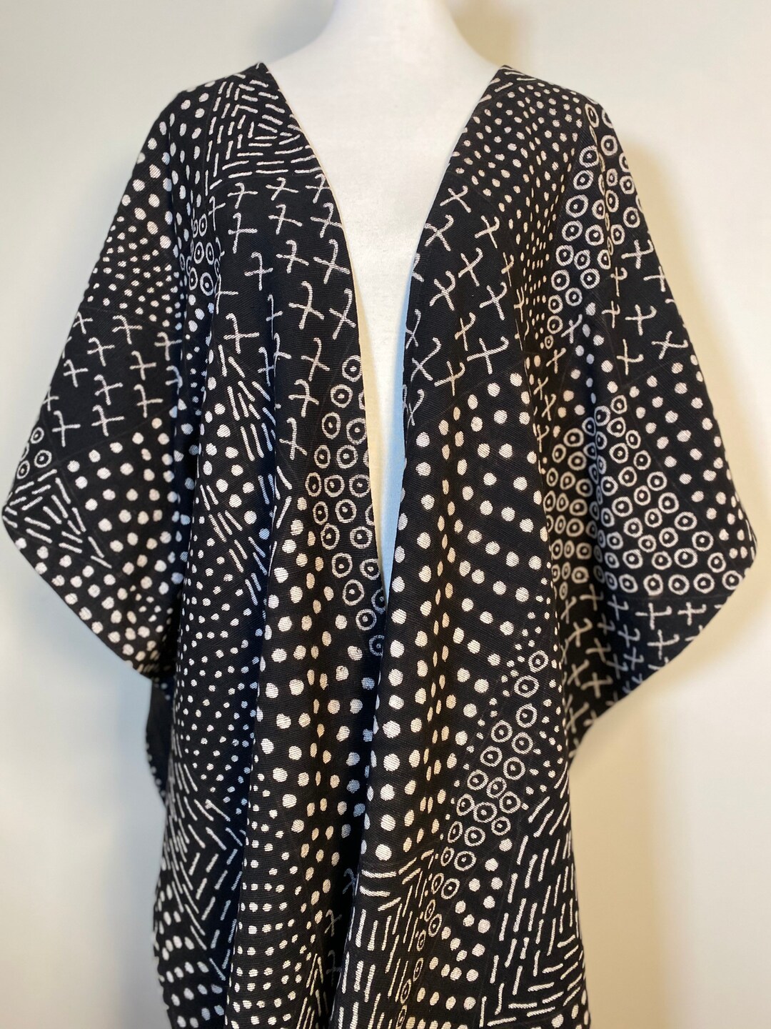 Modern Mudcloth Ruana, Bogolan Mudcloth, Mudcloth Kimono, Mudcloth ...