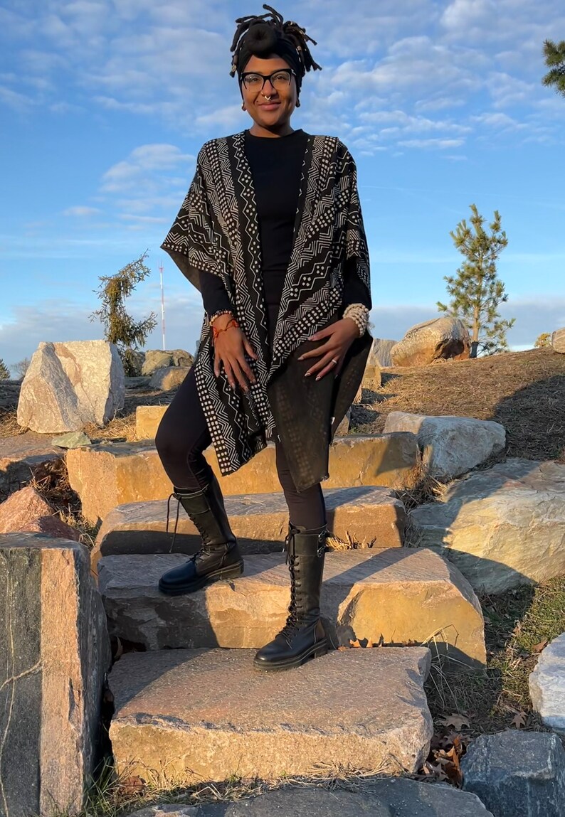 Modern Mudcloth Ruana Bogolan Mudcloth Black and White - Etsy