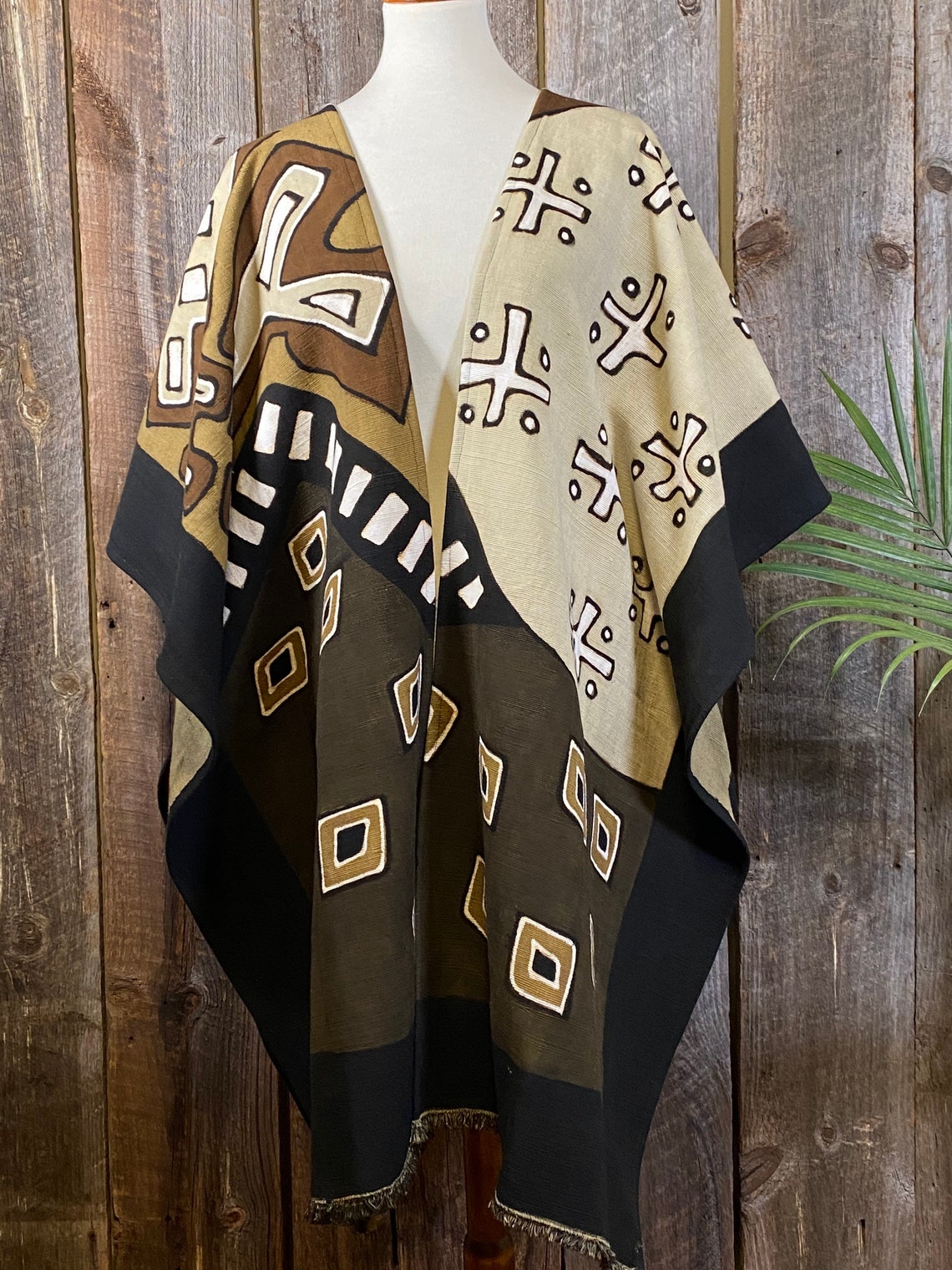 Modern Mudcloth Ruana Bogolan Wrap Mudcloth Fabric Mudcloth | Etsy