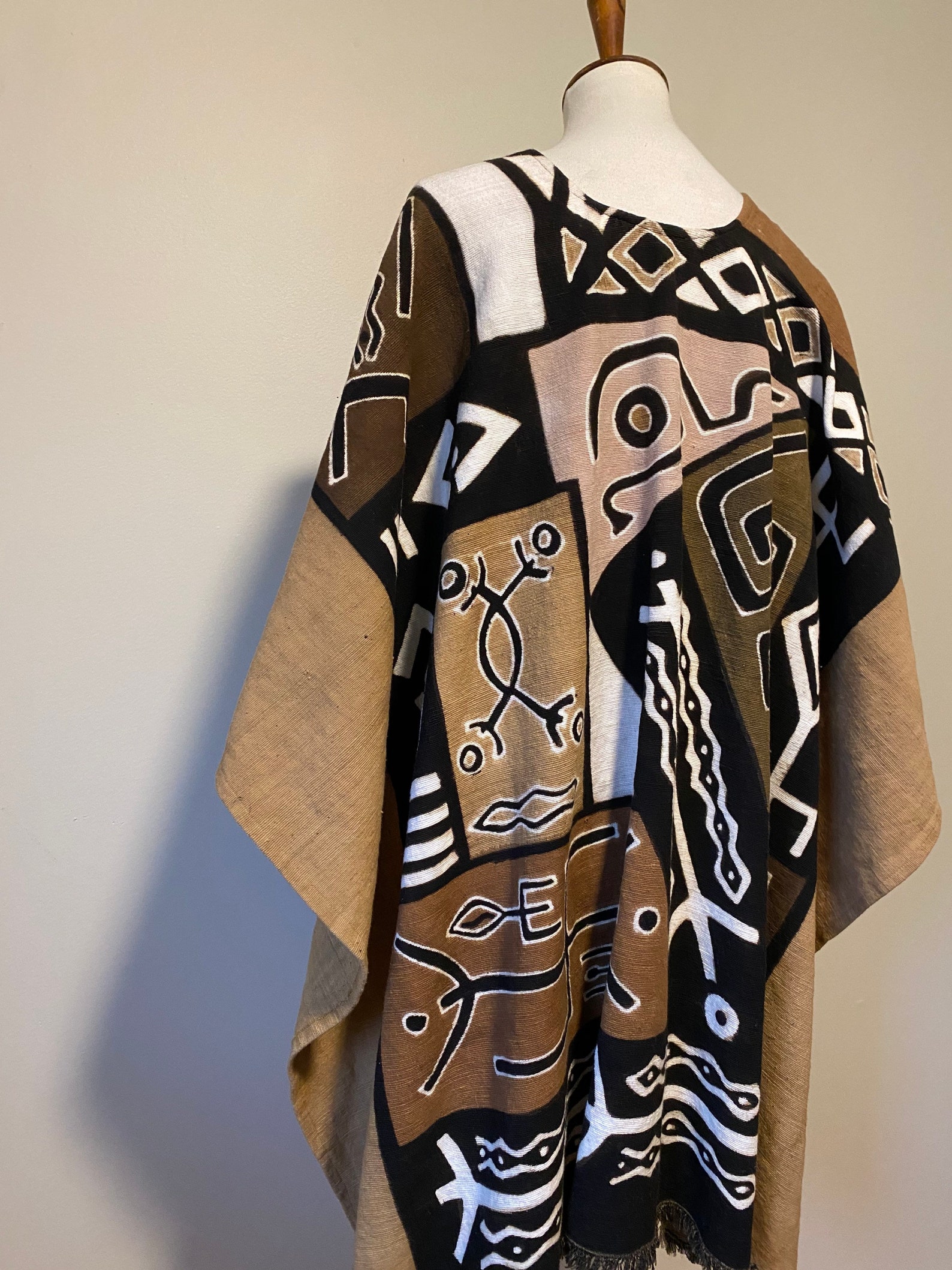 Modern Mudcloth Ruana Bogolan Wrap Mudcloth Shawl Unique - Etsy