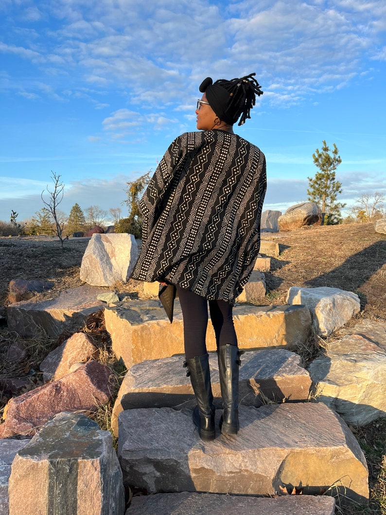 Modern Mudcloth Ruana Bogolan Mudcloth Black and White - Etsy