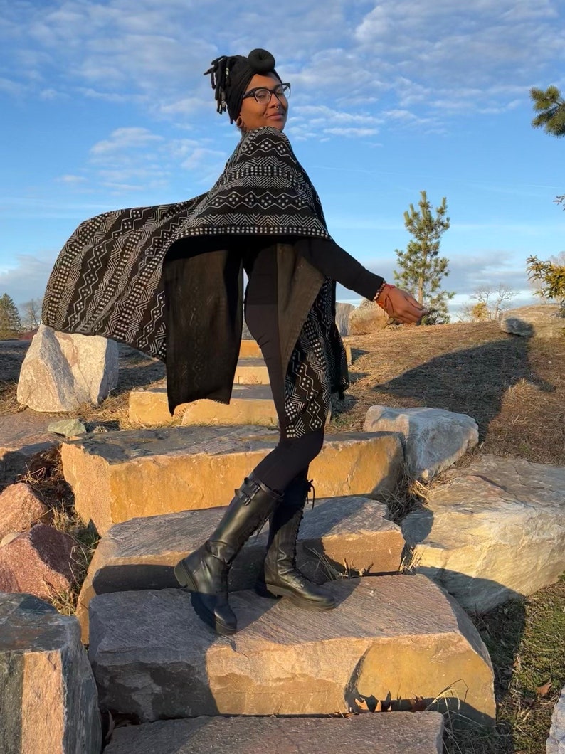 Modern Mudcloth Ruana Bogolan Mudcloth Black and White - Etsy