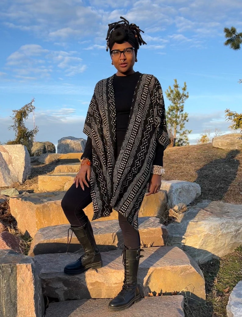 Modern Mudcloth Ruana Bogolan Mudcloth Black and White - Etsy