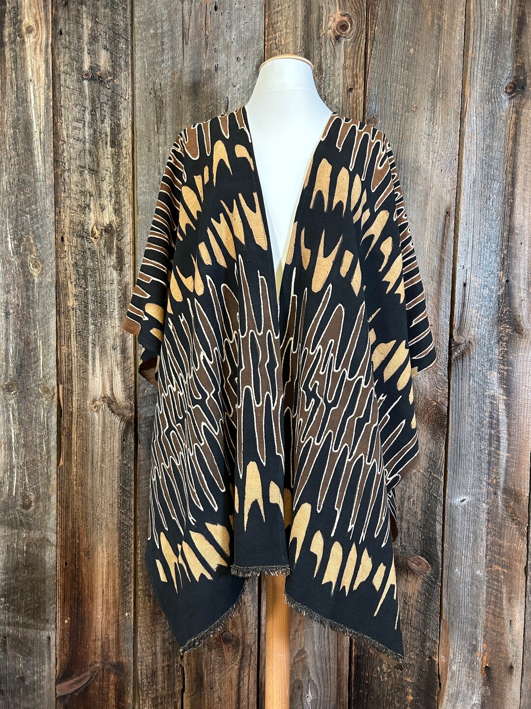 Modern Mudcloth Ruana, Bogolan Wrap, Mudcloth Shawl, Unique Mudcloth - Etsy