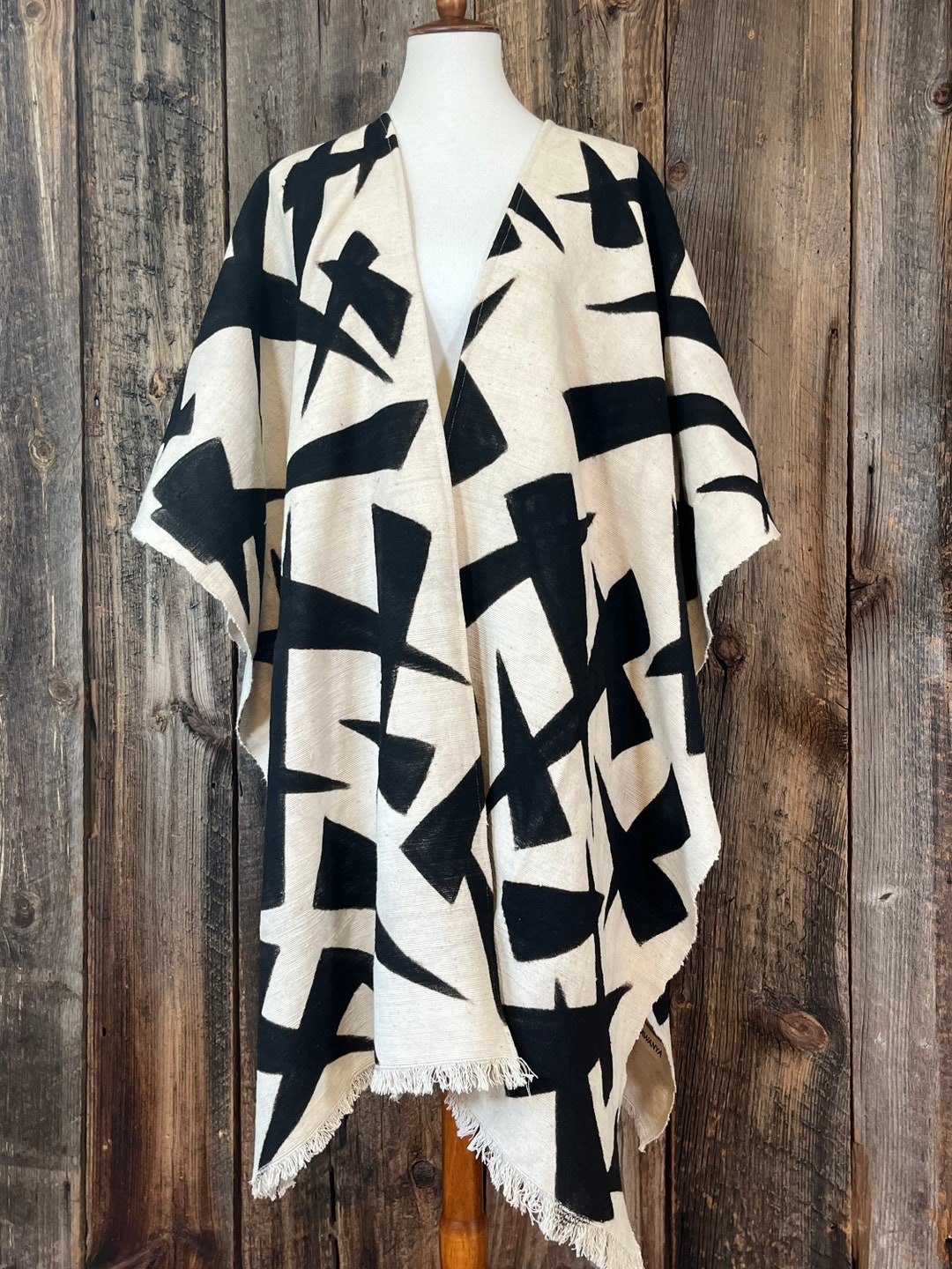 Modern Mudcloth Ruana Bogolan Wrap Decorative Fashion - Etsy