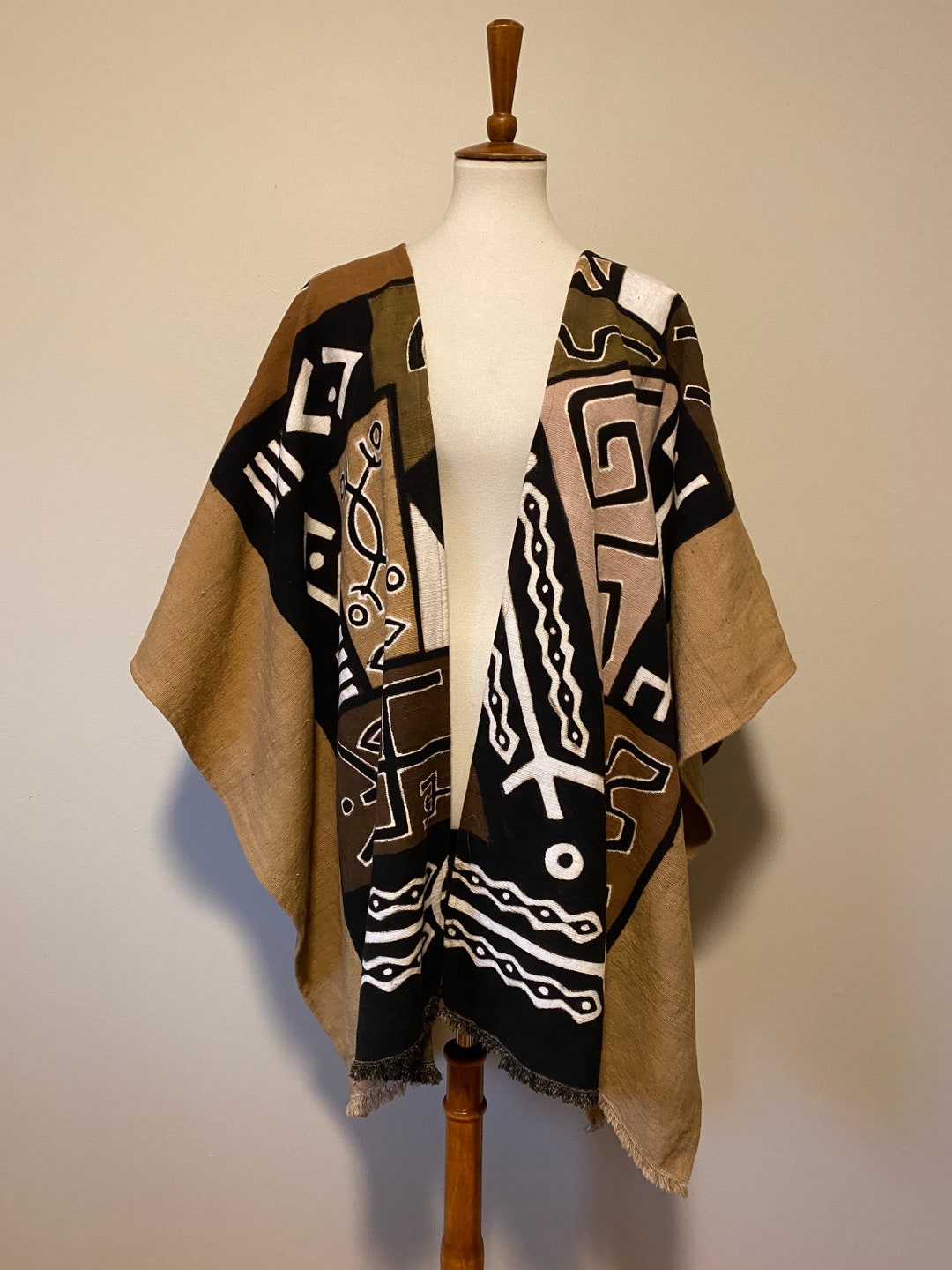Modern Mudcloth Ruana: Handwoven Cotton - Etsy
