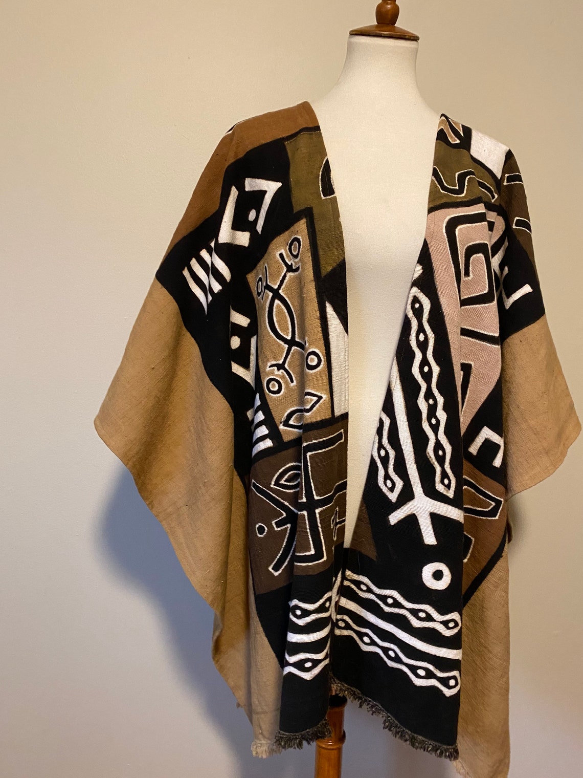 Modern Mudcloth Ruana Bogolan Wrap Mudcloth Shawl Unique - Etsy