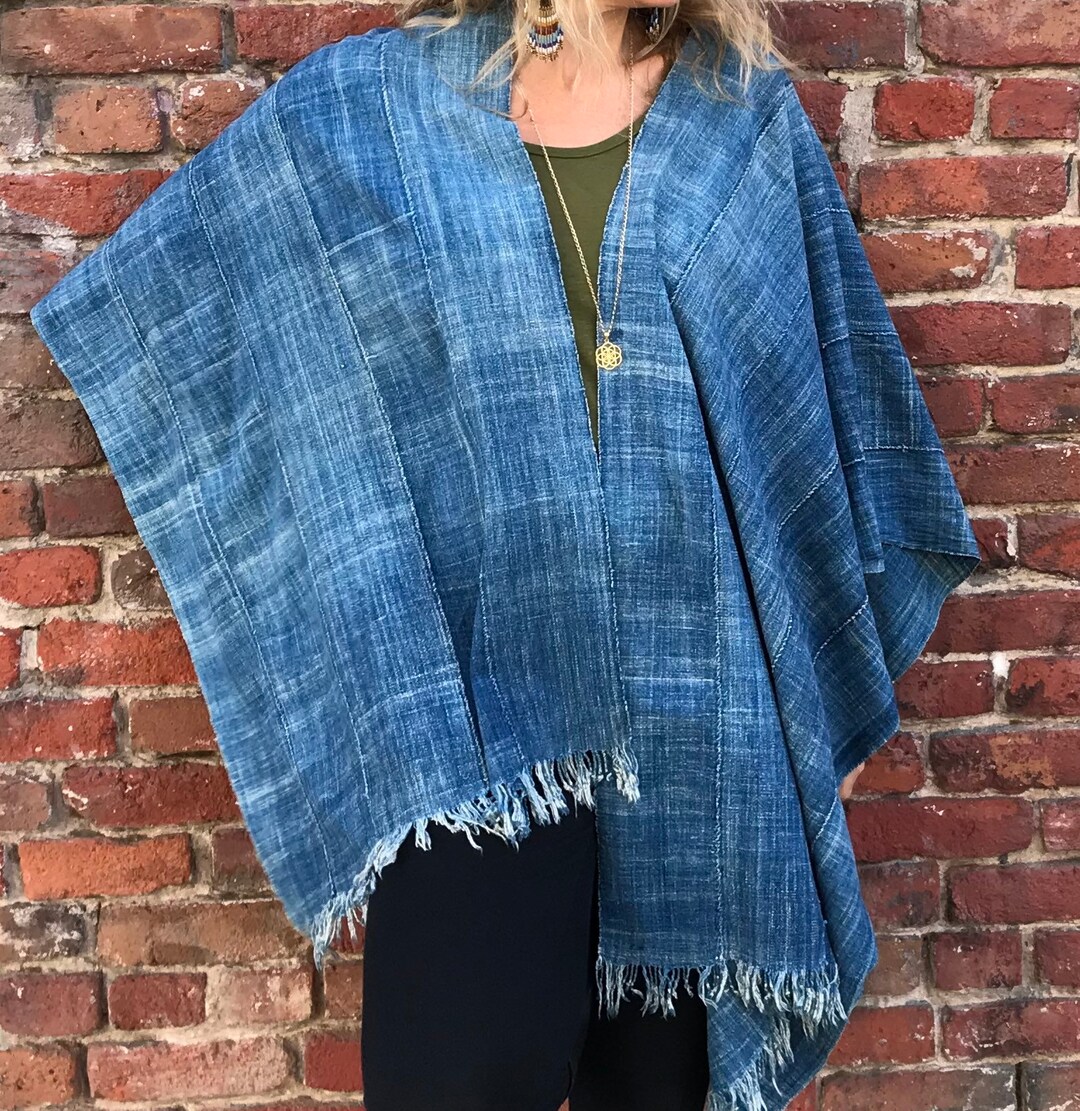Distressed Indigo Ruana African Indigo Shawl Mossi Indigo - Etsy