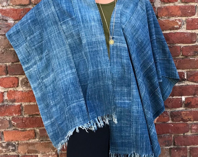 Distressed Indigo Ruana African Indigo Shawl Mossi Indigo - Etsy