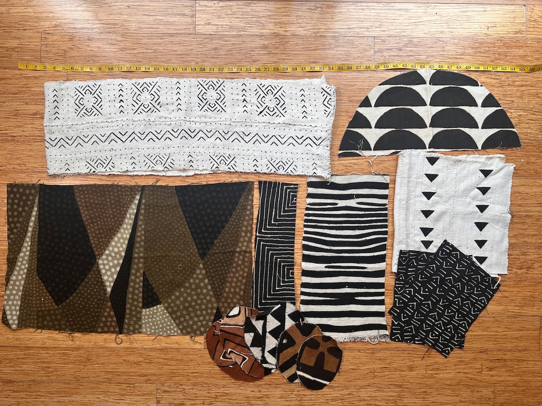 Mudcloth Scraps, Mudcloth Remnants, Mudcloth Fat Quarters, Black and ...