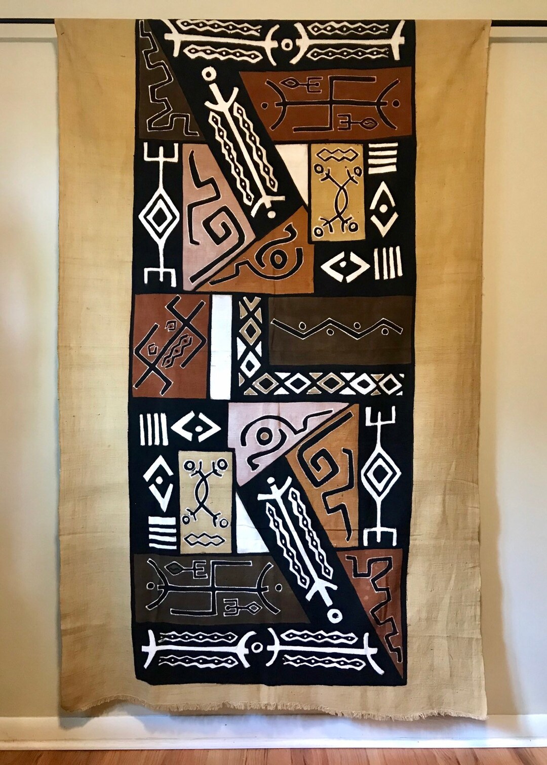 Handwoven Cotton Mudcloth Textile: Hand Painted Fabric, Naturally Dyed ...