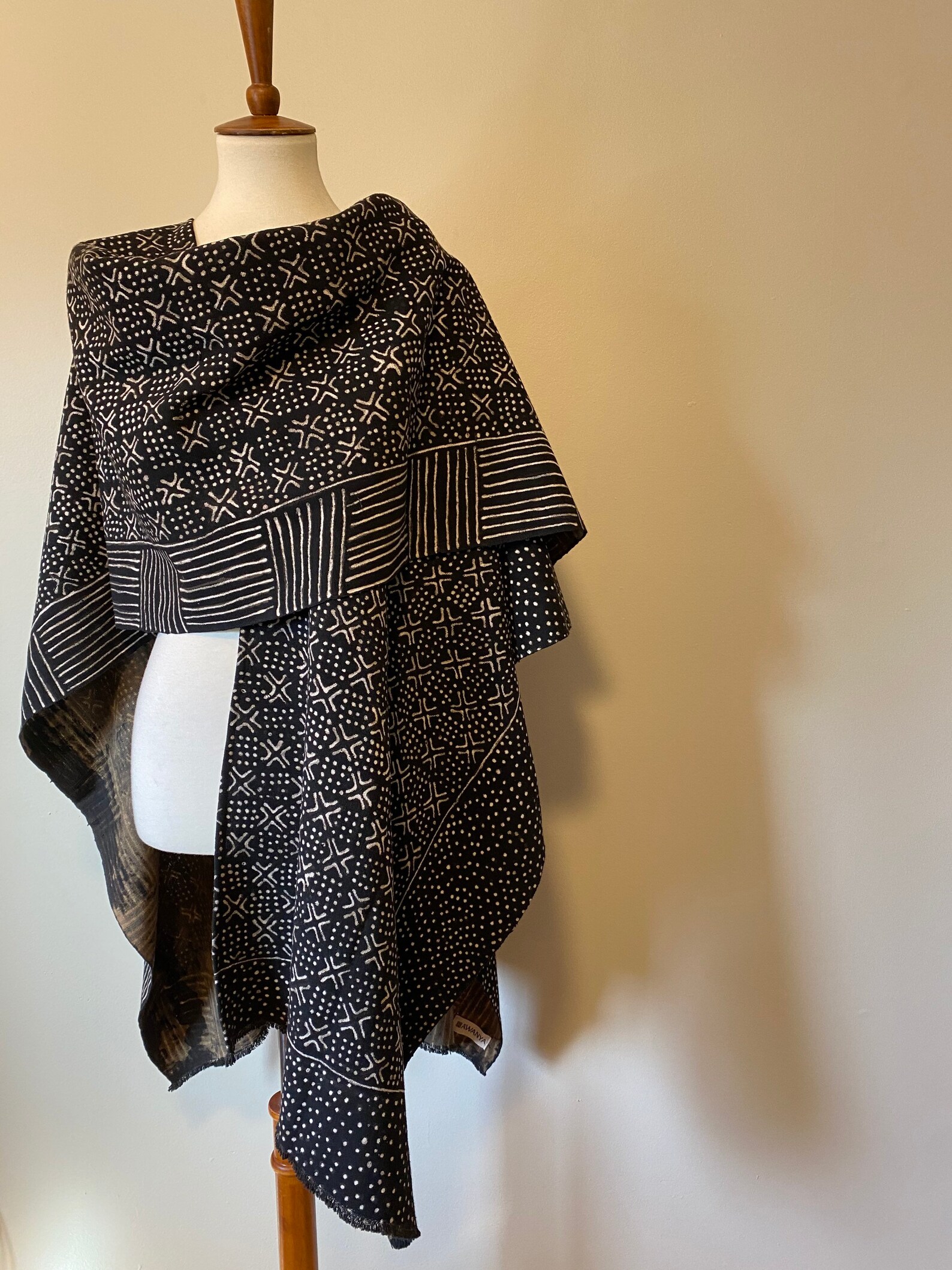 Modern Mudcloth Ruana Bogolan Mudcloth Decorative Ethnic | Etsy