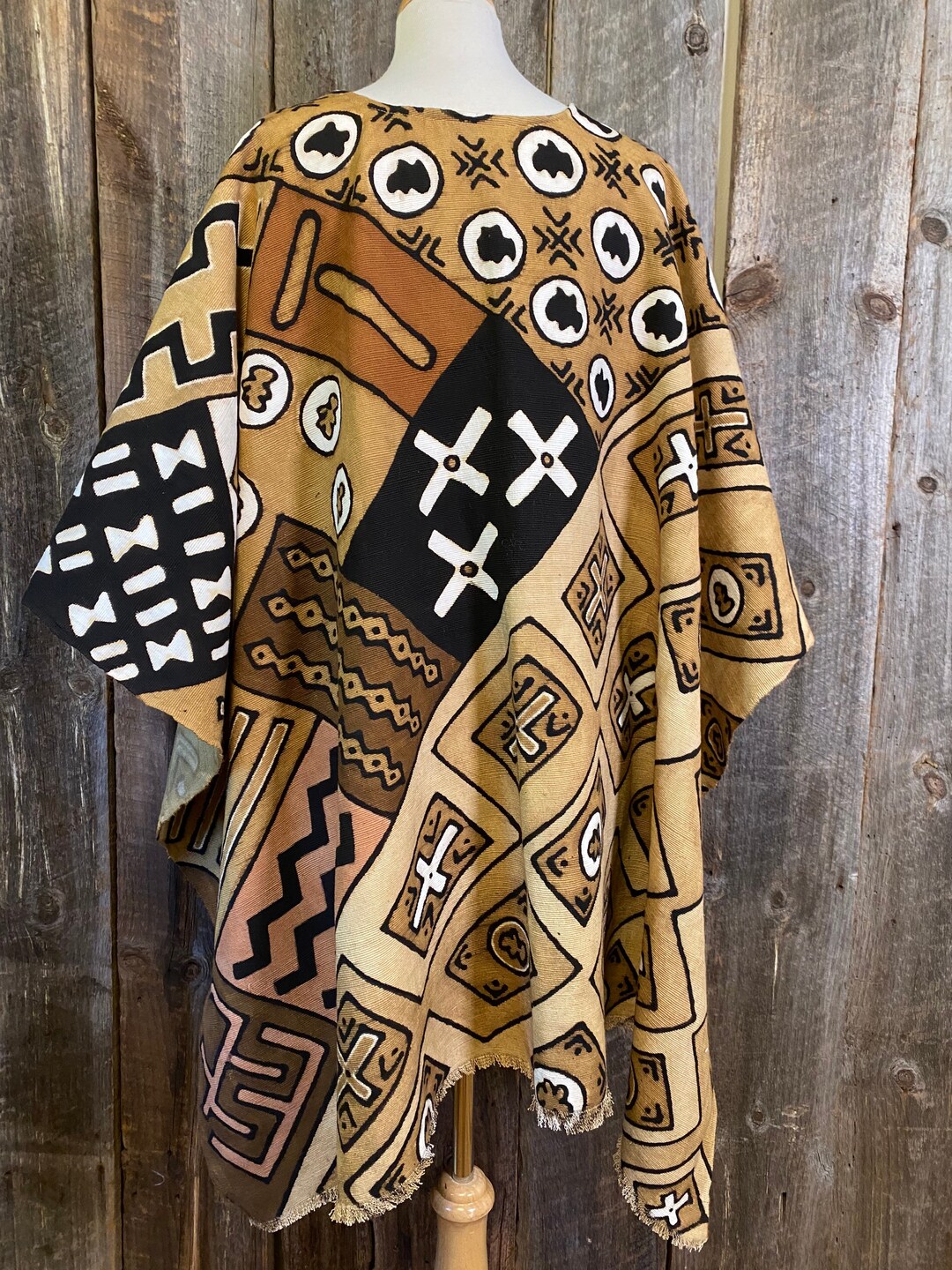 Modern Mudcloth Ruana, Bogolan Wrap, Mudcloth Shawl, Unique Mudcloth - Etsy