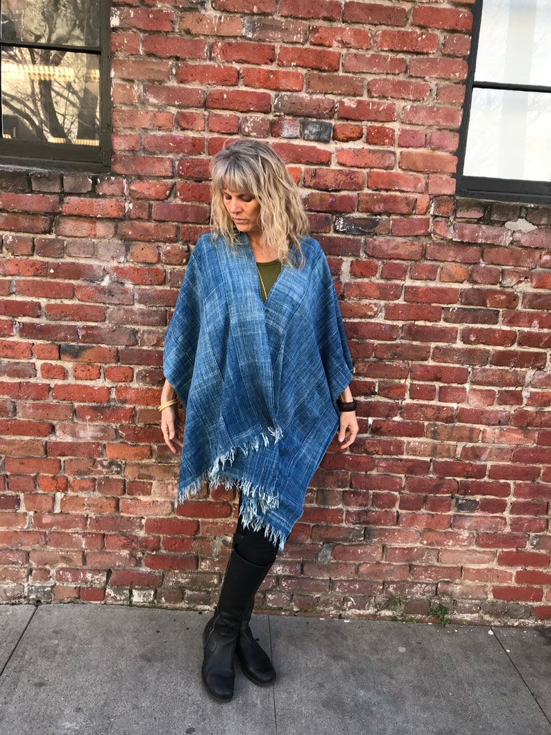 Distressed Indigo Ruana African Indigo Shawl Mossi Indigo - Etsy