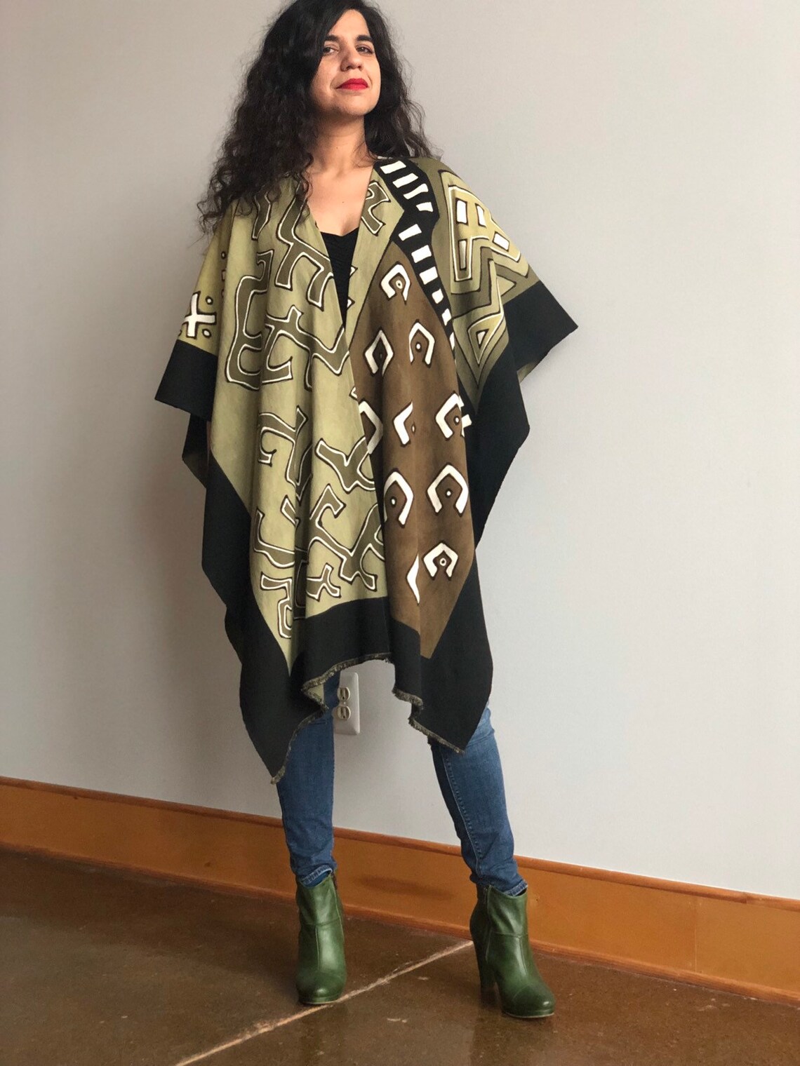 Modern Mudcloth Ruana Bogolan Wrap Mudcloth Fabric Mudcloth | Etsy