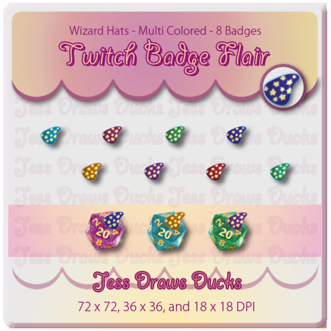 8 Wizard Hats, Twitch Sub Badge Flair - Etsy