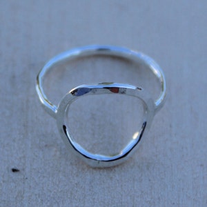 Silver Karma Ring, Sterling Silver Circle Ring, Hammered Karma, Open ...