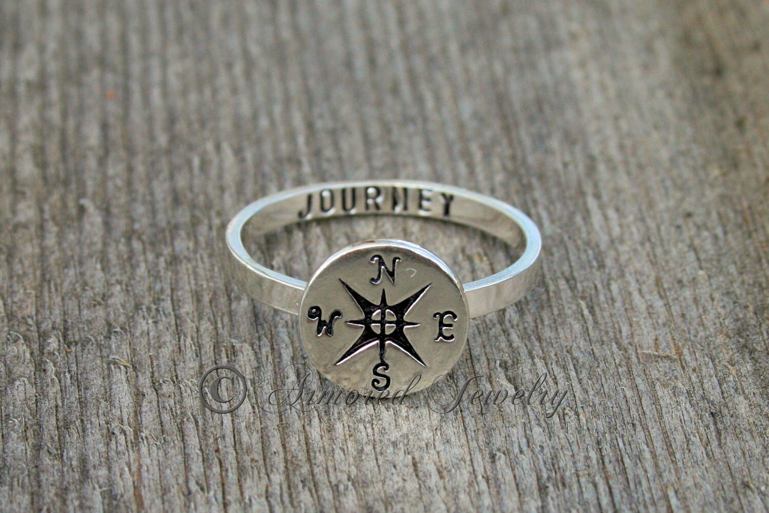 Silver Compass Ring Sterling Silver Personalized | Etsy