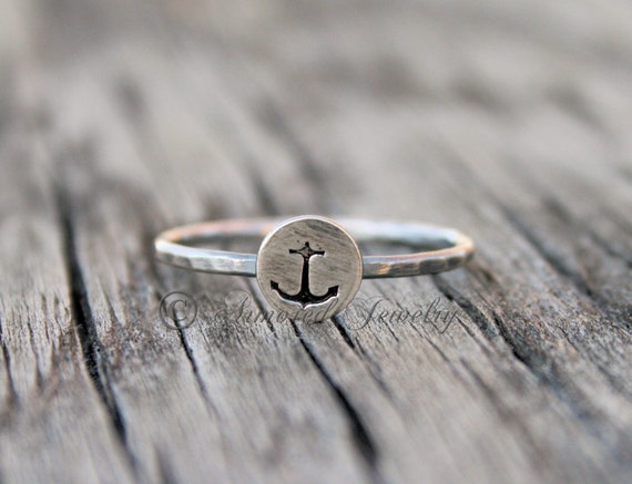 Anchor Stamped Stackable Ring Layering rings Stacking | Etsy