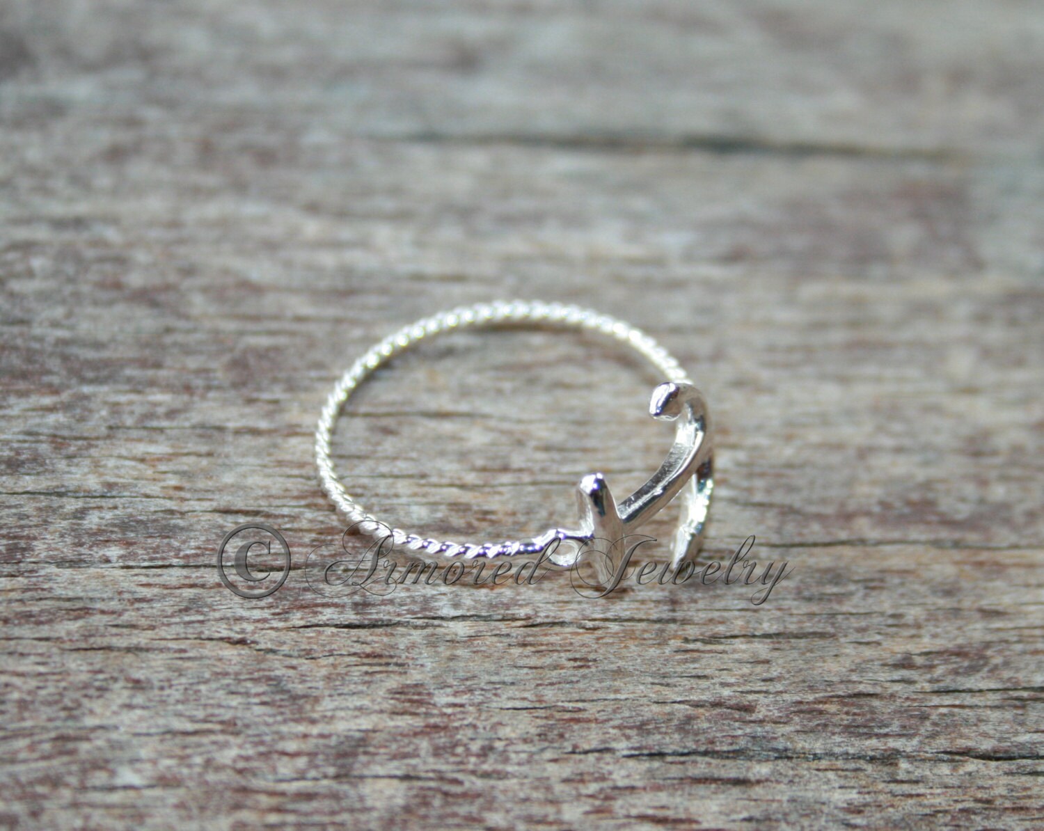 Anchor Ring Sterling Silver W/ ROPE Band Navy USN | Etsy