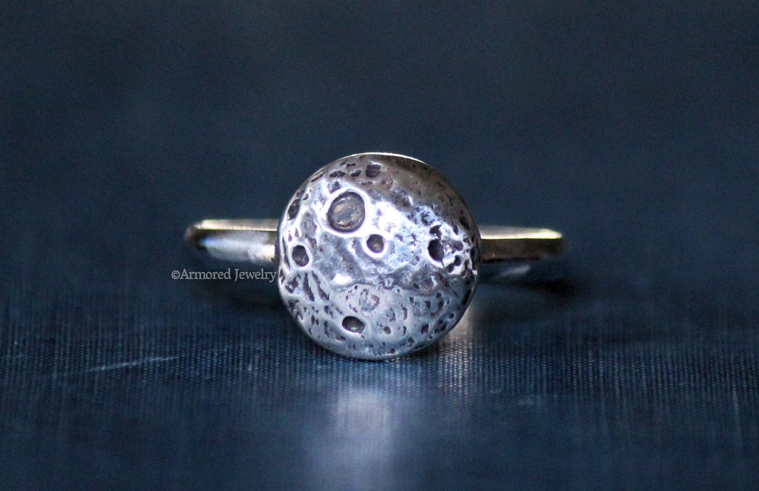 Sterling Silver Realistic Full Moon Ring, Silver Moon Ring, Moon Phase ...