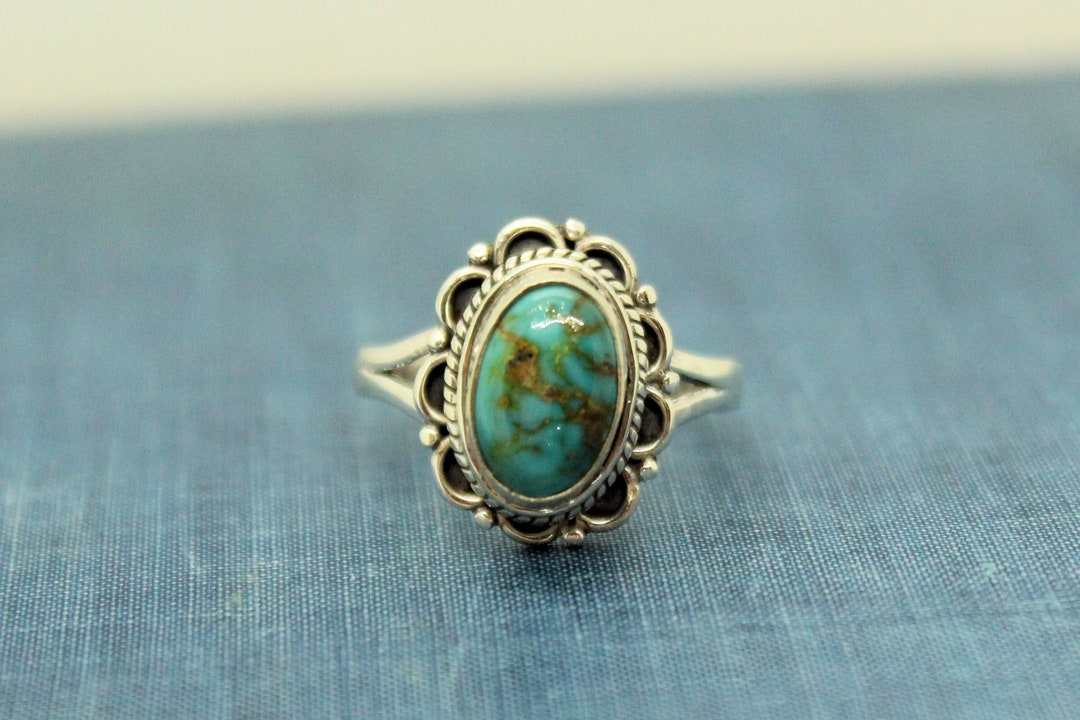 Vintage Sterling Silver Turquoise Ring, Antique Turquoise Silver Ring ...