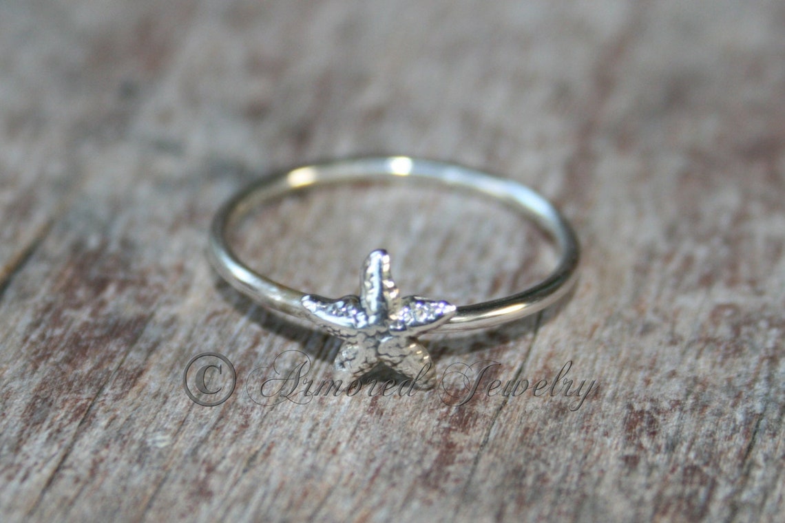Starfish Star Fish Ring Sterling Silver Silver Ring Stacker | Etsy