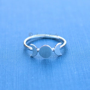 Triple Goddess Ring, Silver Moon Ring, Moon Phase Ring, Crescent Moon ...